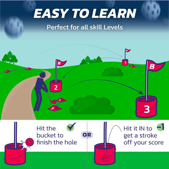 BucketGolf Game | Portable 6 Hole BackYard Golf Game For Outdoor