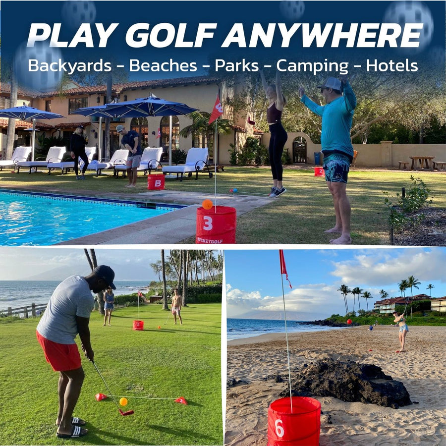 BucketGolf Game | 9 Hole Portable Backyard Yard Golf Game